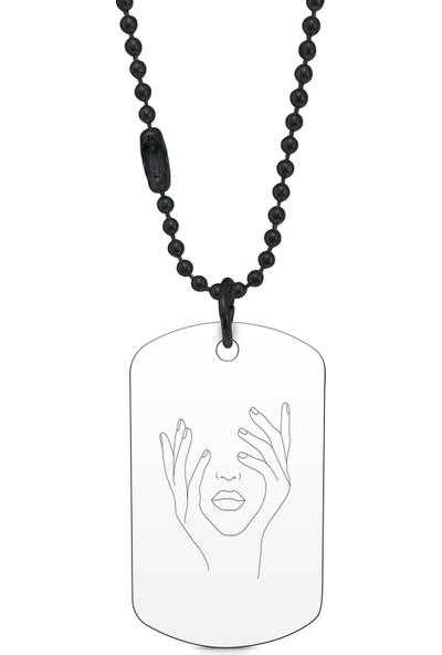 Hero Tasarım Soyut Yüz Siyah Renk Künye / Kolye DFT2958