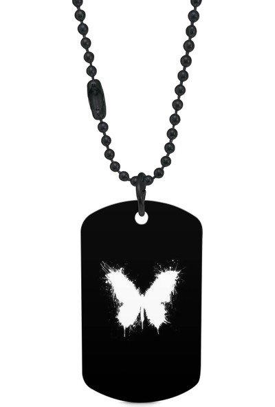 Hero Tasarım Kelebek Siyah Renk Künye / Kolye DFT3378