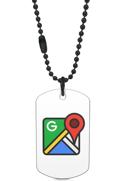 Hero Tasarım Google Map Siyah Renk Künye / Kolye DFT416