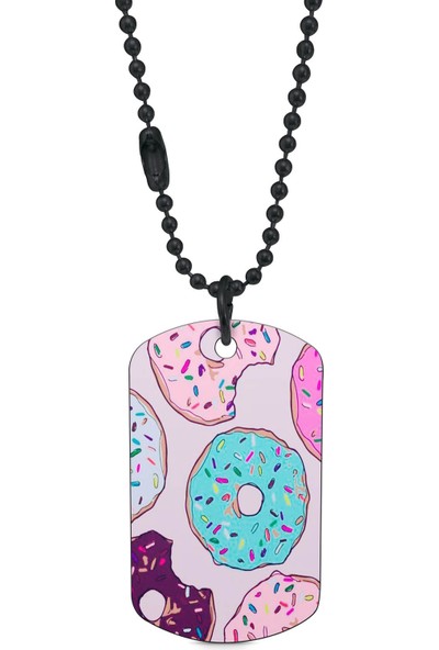Hero Tasarım Donut Siyah Renk Künye / Kolye DFT2906