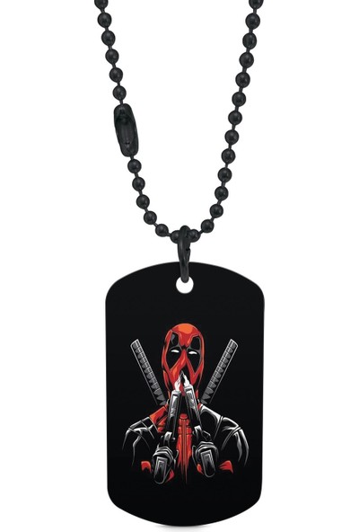 Hero Tasarım Deadpool Siyah Renk Künye / Kolye DFT4855