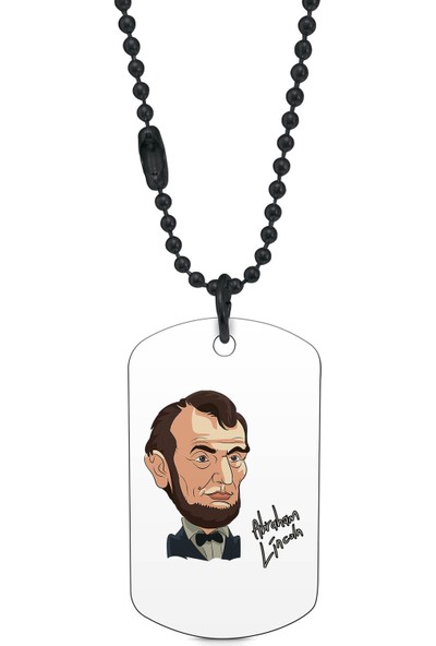 Hero Tasarım Abraham Lincoln Siyah Renk Künye / Kolye DFT1015 Hero Tasarım Abraham Lincoln Siyah Renk Künye / Kolye DFT1015