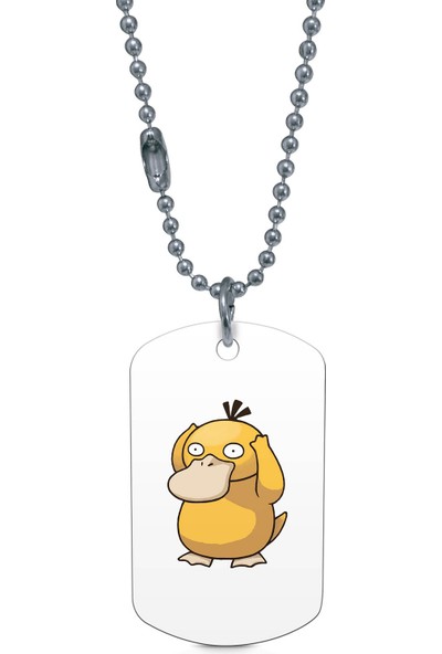 Hero Tasarım Psyduck Pokemon Gümüş Renk Künye / Kolye DFT456