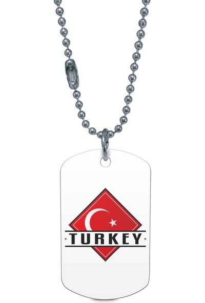 Hero Tasarım Turkey Gümüş Renk Künye / Kolye DFT2221