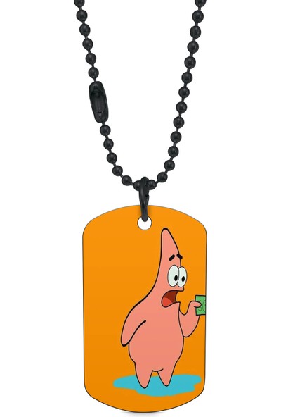 Hero Tasarım Sünger Bob Siyah Renk Künye / Kolye DFT3856