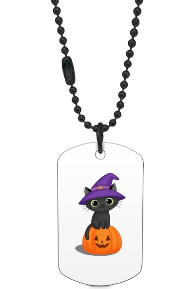 Hero Tasarım Kara Kedi Siyah Renk Künye / Kolye DFT787