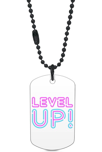 Hero Tasarım Level Up Siyah Renk Künye / Kolye DFT490 Hero Tasarım Level Up Siyah Renk Künye / Kolye DFT490