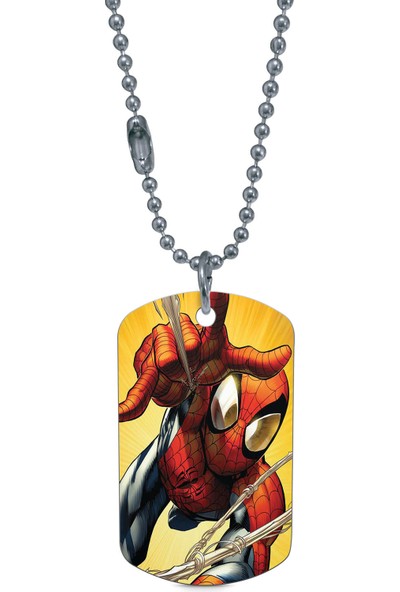 Hero Tasarım Örümcek Adam Gümüş Renk Künye / Kolye DFT4352