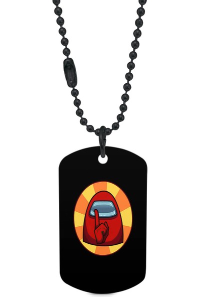 Hero Tasarım Among Us Siyah Renk Künye / Kolye DFT3154