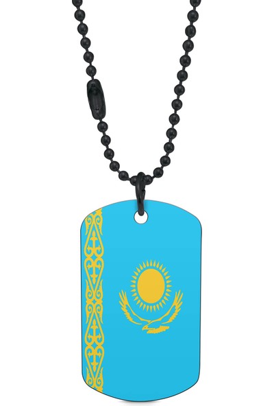 Hero Tasarım Kazakistan Bayrağı Siyah Renk Künye / Kolye DFT5503 Hero Tasarım Kazakistan Bayrağı Siyah Renk Künye / Kolye DFT5503