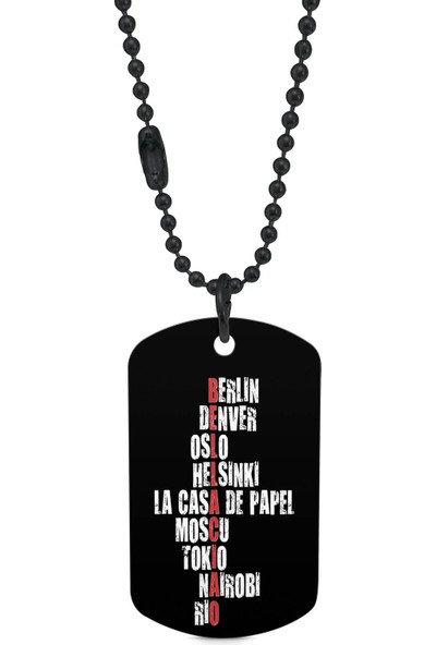 Hero Tasarım La Casa De Papel Siyah Renk Künye / Kolye DFT4824