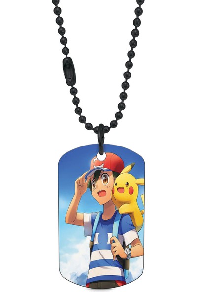 Hero Tasarım Pokemon Siyah Renk Künye / Kolye DFT4678