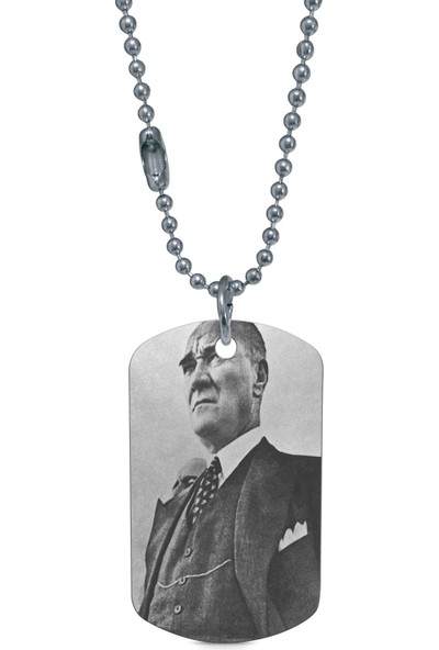 Hero Tasarım Atatürk Gümüş Renk Künye / Kolye DFT3699