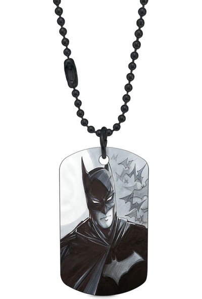 Hero Tasarım Batman Siyah Renk Künye / Kolye DFT4635 Hero Tasarım Batman Siyah Renk Künye / Kolye DFT4635