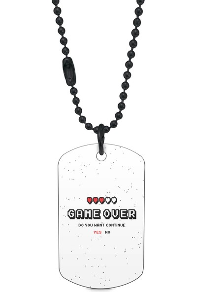 Hero Tasarım Game Over Siyah Renk Künye / Kolye DFT5342 Hero Tasarım Game Over Siyah Renk Künye / Kolye DFT5342