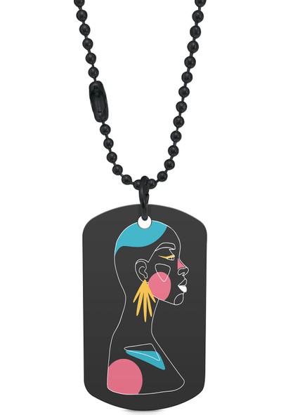 Hero Tasarım Woman Siyah Renk Künye / Kolye DFT645