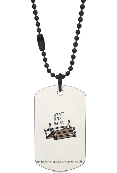 Hero Tasarım Tepetaklak Siyah Renk Künye / Kolye DFT4085