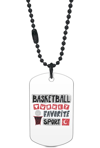 Hero Tasarım Basketball Turkey Siyah Renk Künye / Kolye DFT2047