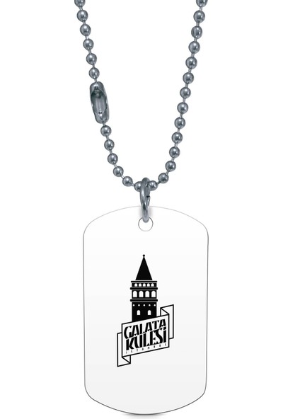 Hero Tasarım Galata Kulesi Gümüş Renk Künye / Kolye DFT2158