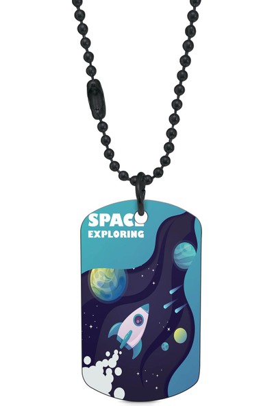 Hero Tasarım Uzay Siyah Renk Künye / Kolye DFT576