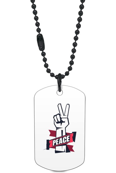 Hero Tasarım Peace Siyah Renk Künye / Kolye DFT885