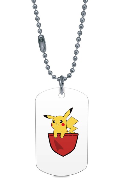 Hero Tasarım Pikaçu Gümüş Renk Künye / Kolye DFT5801