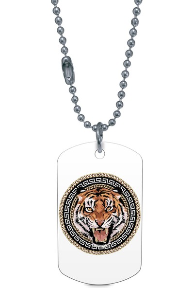 Hero Tasarım Kükreyen Kaplan Gümüş Renk Künye / Kolye DFT797