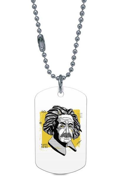 Hero Tasarım Albert Einstein Gümüş Renk Künye / Kolye DFT981 Hero Tasarım Albert Einstein Gümüş Renk Künye / Kolye DFT981