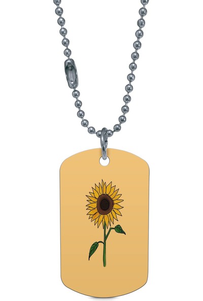 Hero Tasarım Ayçiçeği Gümüş Renk Künye / Kolye DFT3927