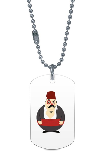 Hero Tasarım Osmanlı Karakteri Gümüş Renk Künye / Kolye DFT1487