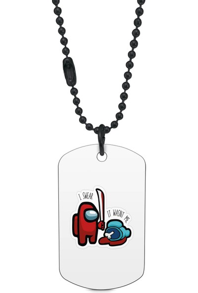 Hero Tasarım Among Us Siyah Renk Künye / Kolye DFT3152