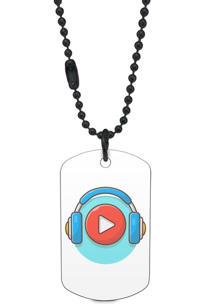 Hero Tasarım Play Siyah Renk Künye / Kolye DFT1646