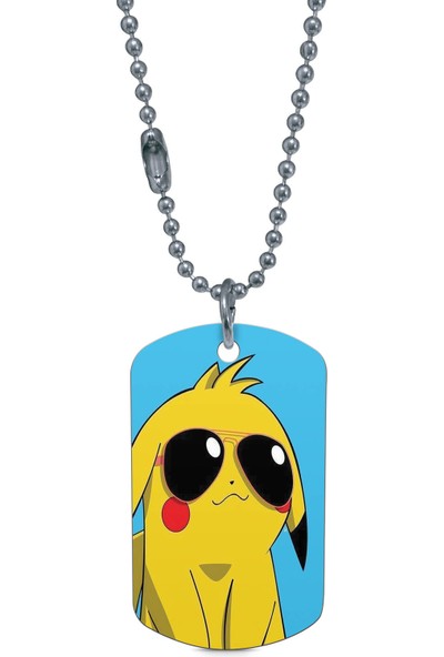 Hero Tasarım Pikaçu Gümüş Renk Künye / Kolye DFT4982 Hero Tasarım Pikaçu Gümüş Renk Künye / Kolye DFT4982