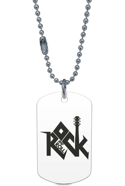 Hero Tasarım Rock Roll Gümüş Renk Künye / Kolye DFT1615
