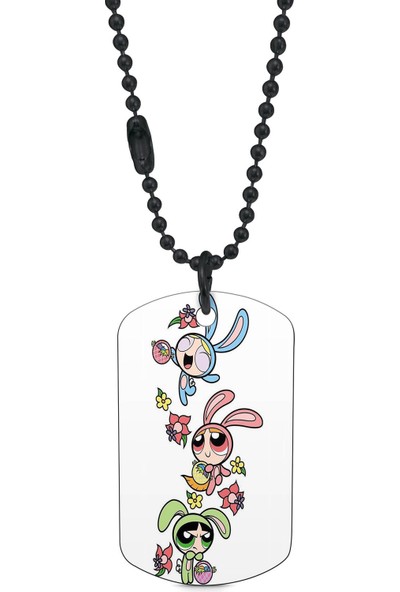 Hero Tasarım Powerpuff Girls Siyah Renk Künye / Kolye DFT2690