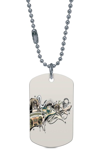 Hero Tasarım Music Gümüş Renk Künye / Kolye DFT5339