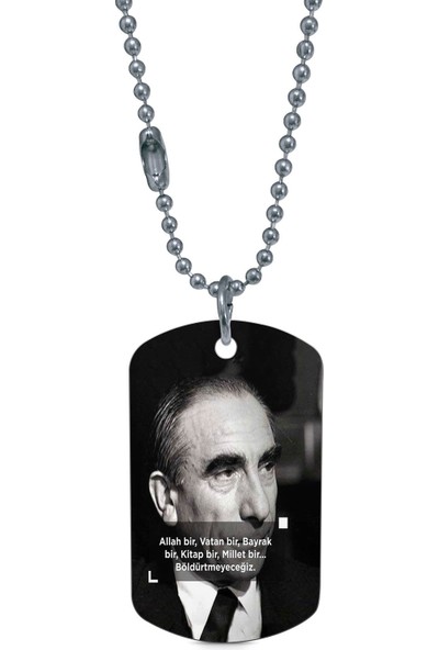 Hero Tasarım Alparslan Türkeş Gümüş Renk Künye / Kolye DFT3806
