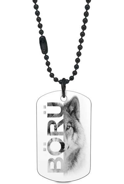 Hero Tasarım Börü Siyah Renk Künye / Kolye DFT5398 Hero Tasarım Börü Siyah Renk Künye / Kolye DFT5398