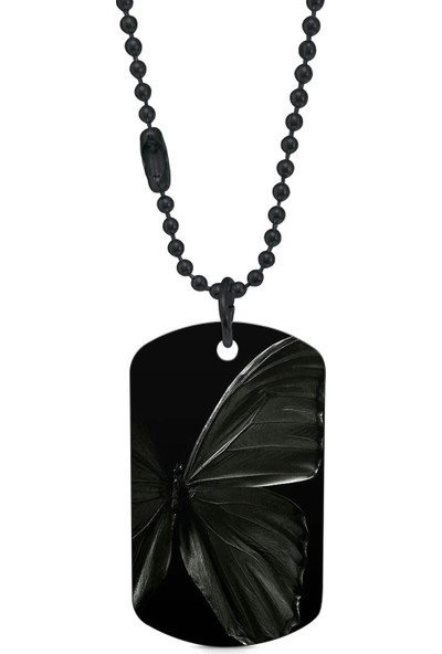 Hero Tasarım Kelebek Siyah Renk Künye / Kolye DFT3374