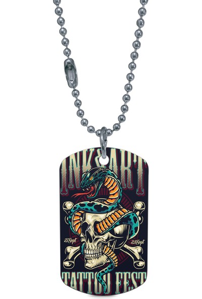 Hero Tasarım Tattoo Gümüş Renk Künye / Kolye DFT598