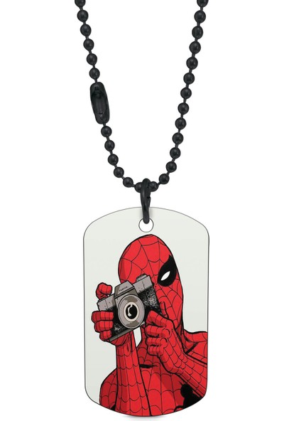 Hero Tasarım Örümcek Adam Siyah Renk Künye / Kolye DFT4830