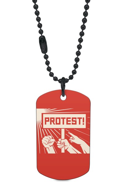 Hero Tasarım Protesto Siyah Renk Künye / Kolye DFT5376