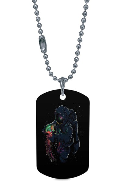 Hero Tasarım Astronot Gümüş Renk Künye / Kolye DFT5283