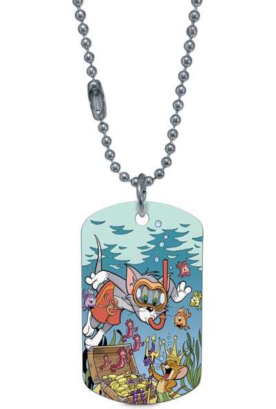 Hero Tasarım Tom ve Jerry Gümüş Renk Künye / Kolye DFT4199