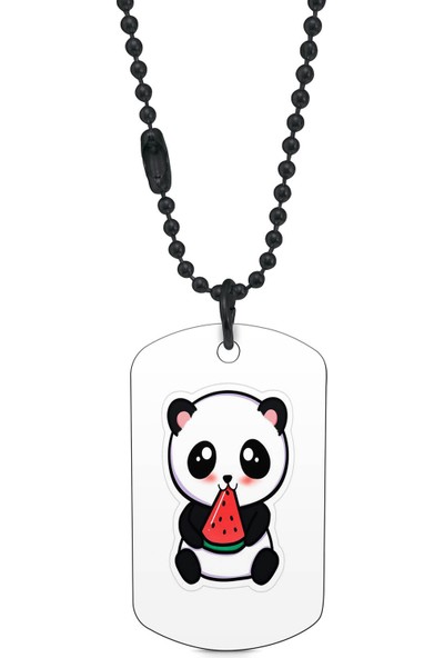 Hero Tasarım Panda Siyah Renk Künye / Kolye DFT2936