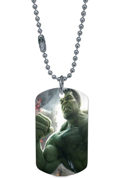 Hero Tasarım Hulk Gümüş Renk Künye / Kolye DFT3383 Hero Tasarım Hulk Gümüş Renk Künye / Kolye DFT3383