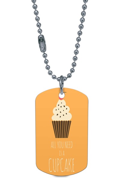 Hero Tasarım Cupcake Gümüş Renk Künye / Kolye DFT5193