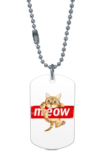 Hero Tasarım Meow Kedi Gümüş Renk Künye / Kolye DFT866