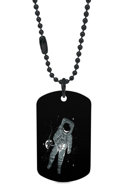 Hero Tasarım Astronot Siyah Renk Künye / Kolye DFT5280
