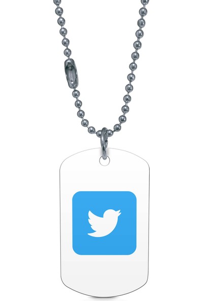 Hero Tasarım Twitter Gümüş Renk Künye / Kolye DFT377
